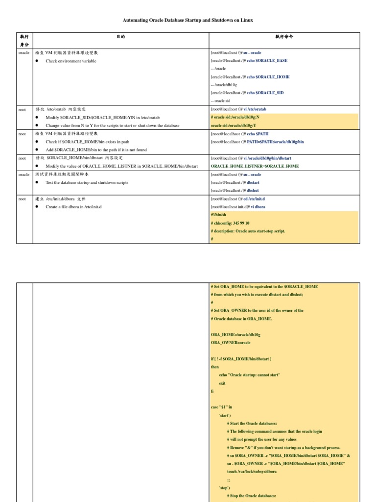 Automating Oracle Database Startup and Shutdown On Linux SOP | PDF | Oracle Database | Data ...
