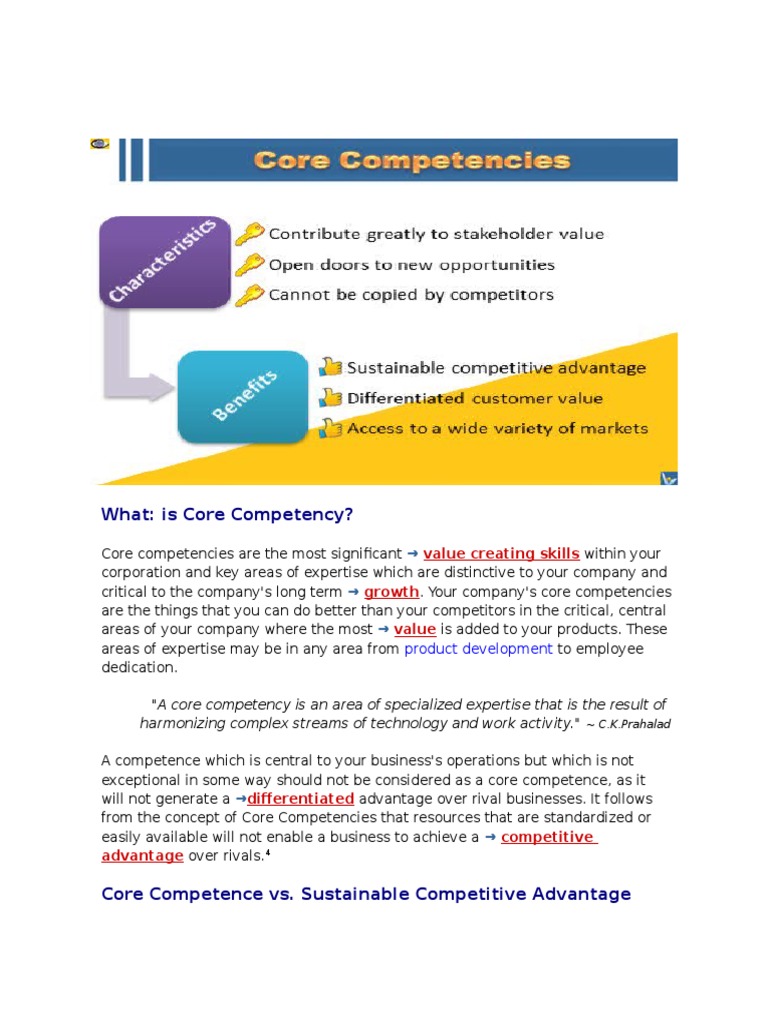 What: Is Core Competency?: Value Creating Skills Growth Value ...