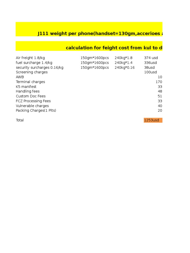 Freight Calculation | PDF