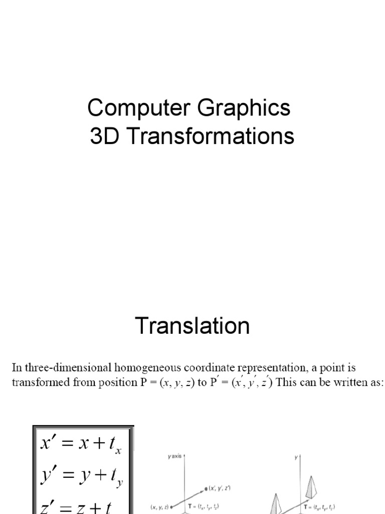Computer Graphics 3D Transformations | PDF