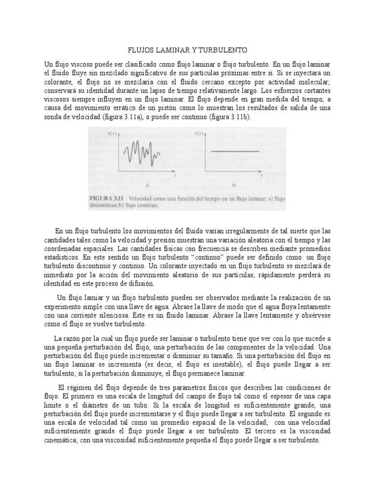 FLUJOS LAMINAR Y TURBULENTO Marco Teorico Hidraulica | PDF | Numero Reynolds | Flujo laminar