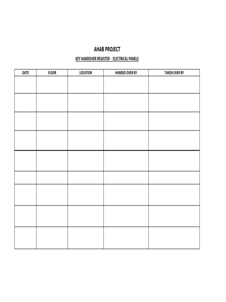 Ahab Project: Key Handover Register Electrical Panels | PDF