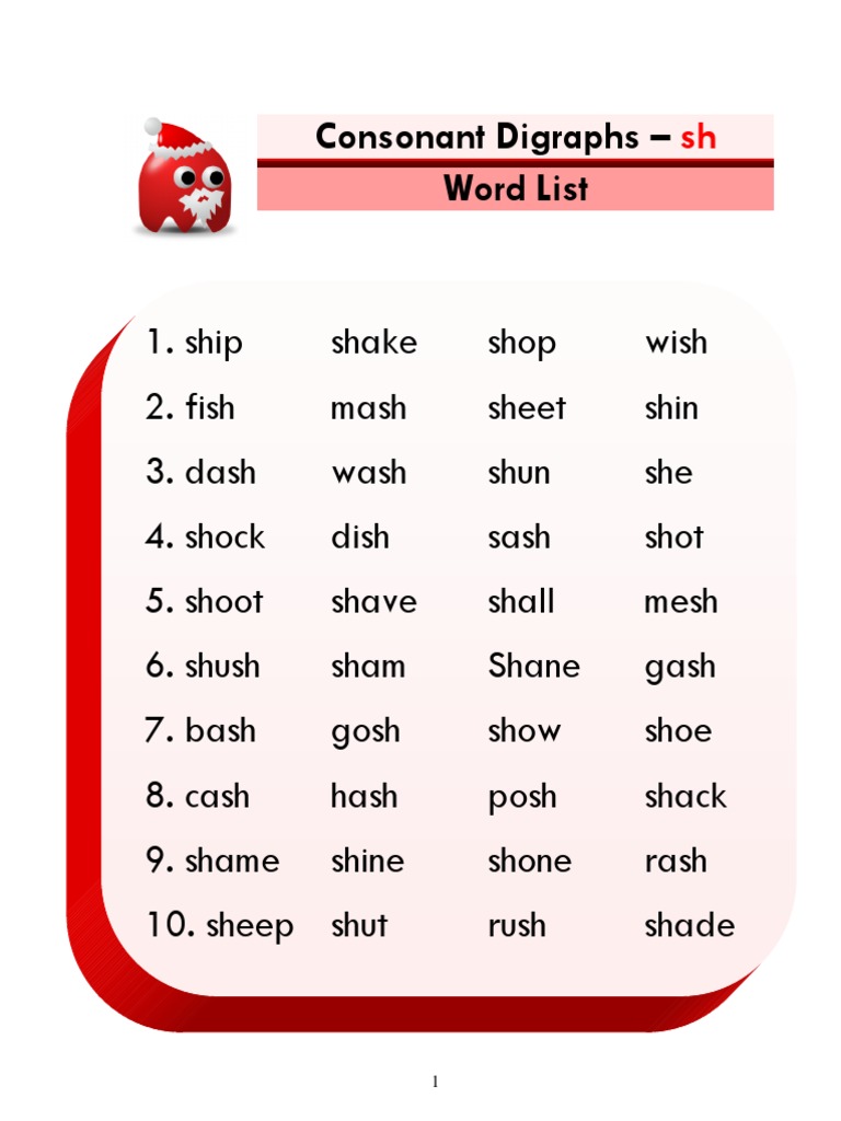 SH Consonant Digraphs and Sentences | PDF