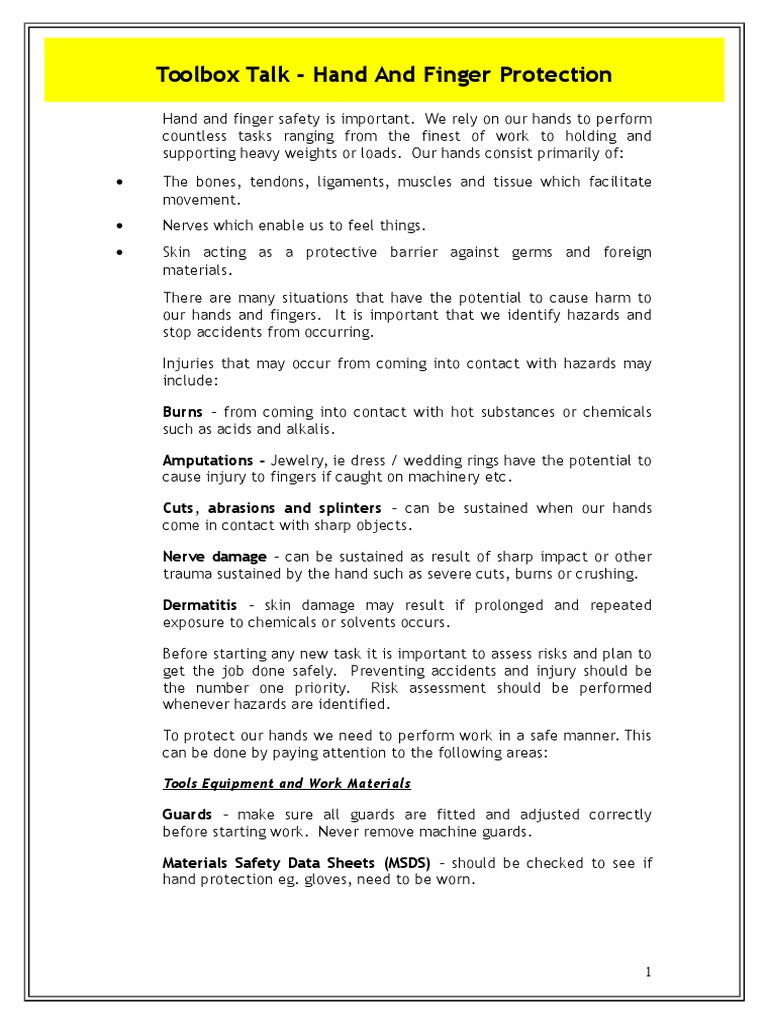 Hand & Finger Protection | PDF | Personal Protective Equipment | Hand