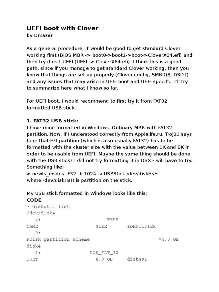 UEFI Boot With Clover | PDF | Booting | Computing Platforms