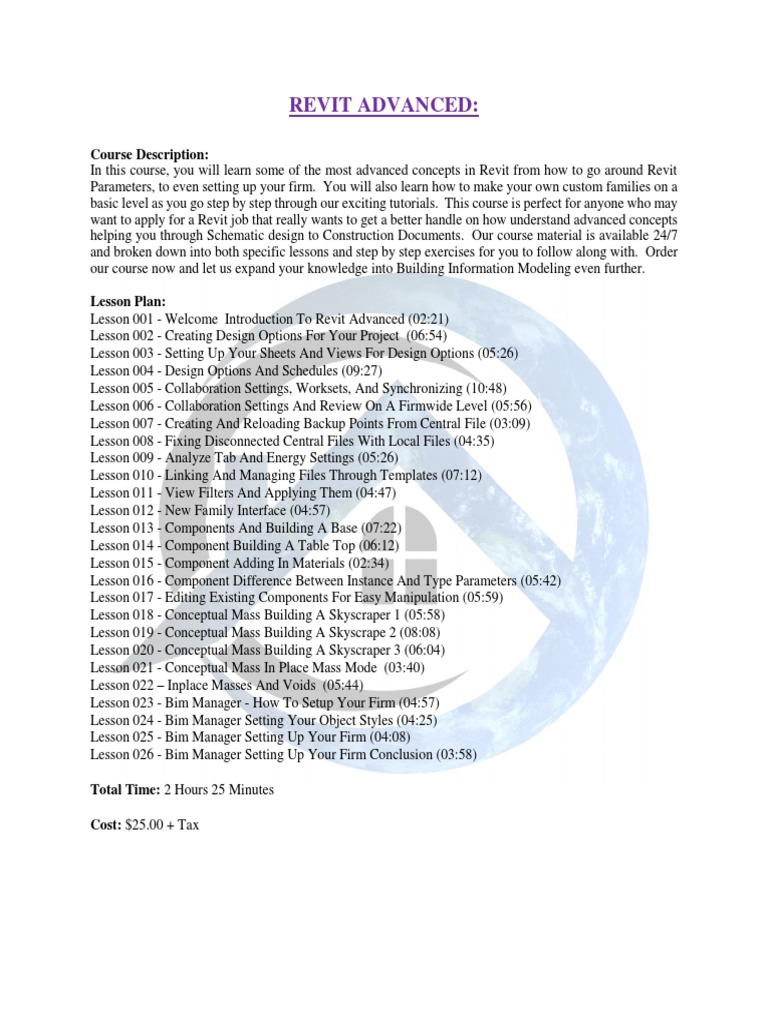 Revit Advanced Course Pdf