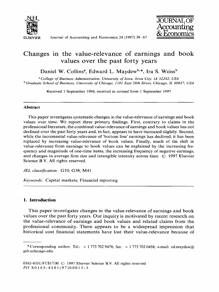 Collins Maydew and Weiss 1997 | PDF | Correlation And Dependence | Errors And Residuals