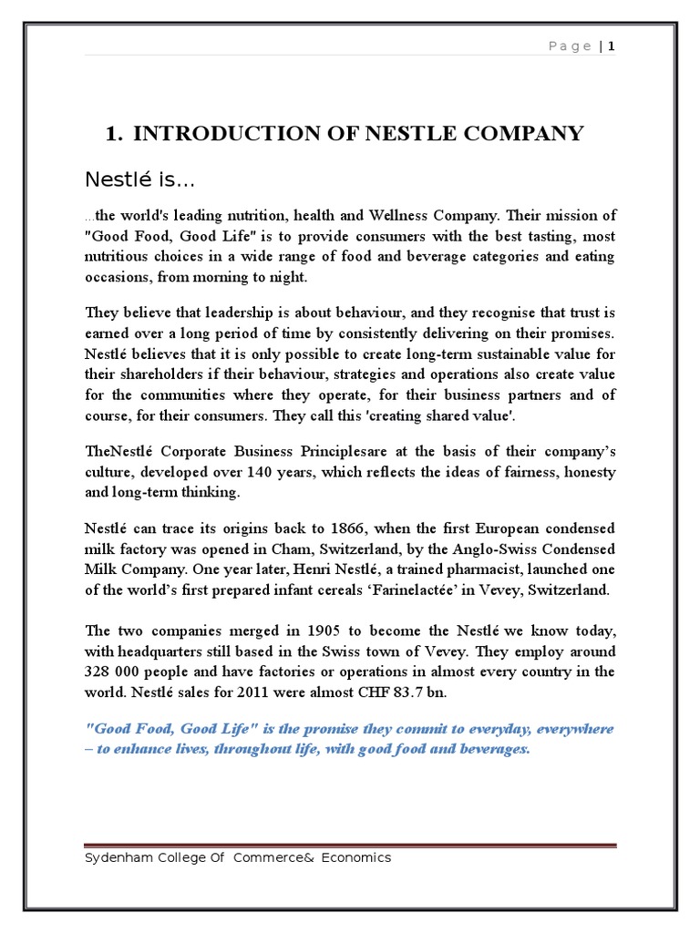 Introduction of Nestle Company: Nestlé Is.. | PDF | Nestlé | Market ...
