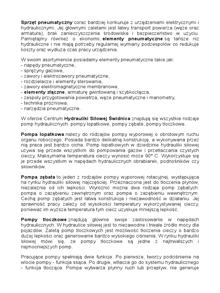 Hydraulika Silowa Swidnica | PDF