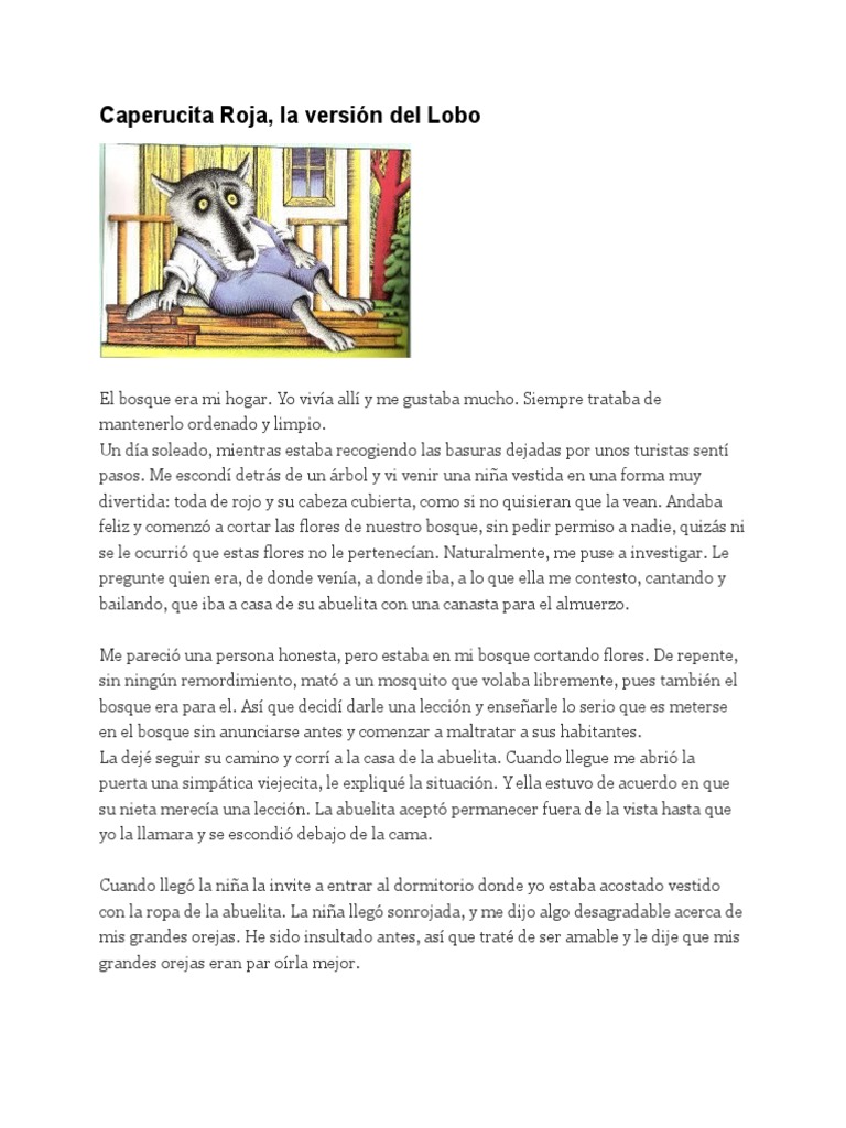 Caperucita Roja Versión Del Lobo | PDF | Caperucita Roja | Ocio
