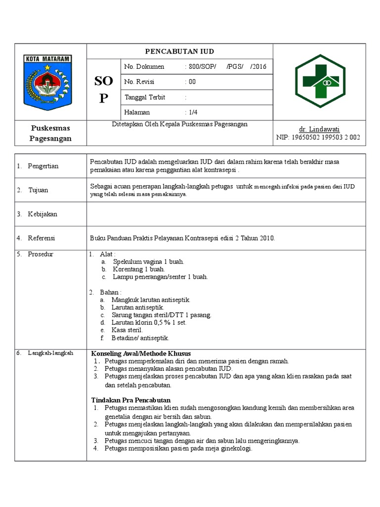 Sop Pencabutan Iud Fix | PDF