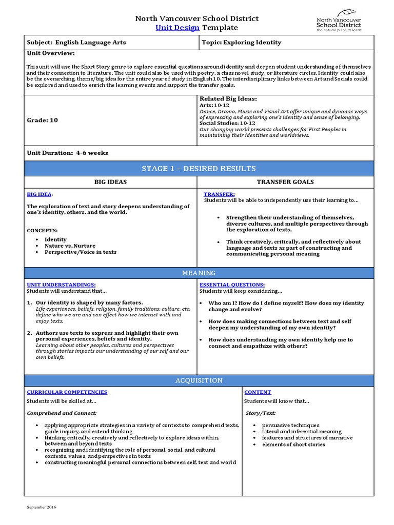 Exploring Identity in English 10 Unit | PDF | Narrative | Identity ...