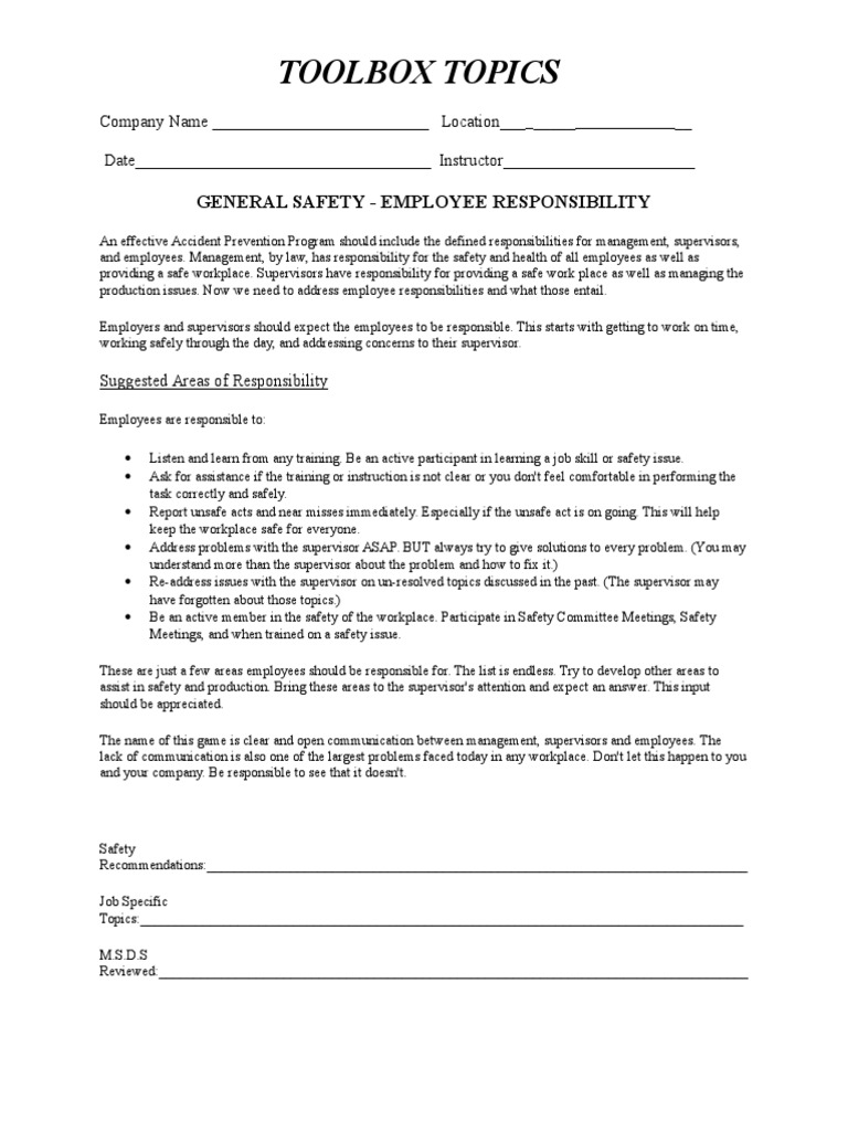 Employee Responsibility | PDF