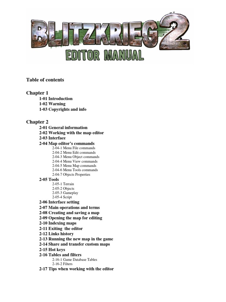Blitzkrieg 2 - Editor Manual PDF | PDF | Menu (Computing) | Computer File