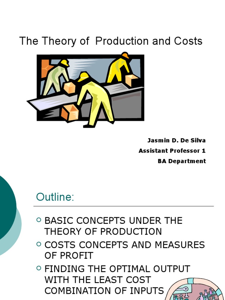 The Theory Of Production And Costs Jasmin D De Silva Assistant Professor 1 Ba Department