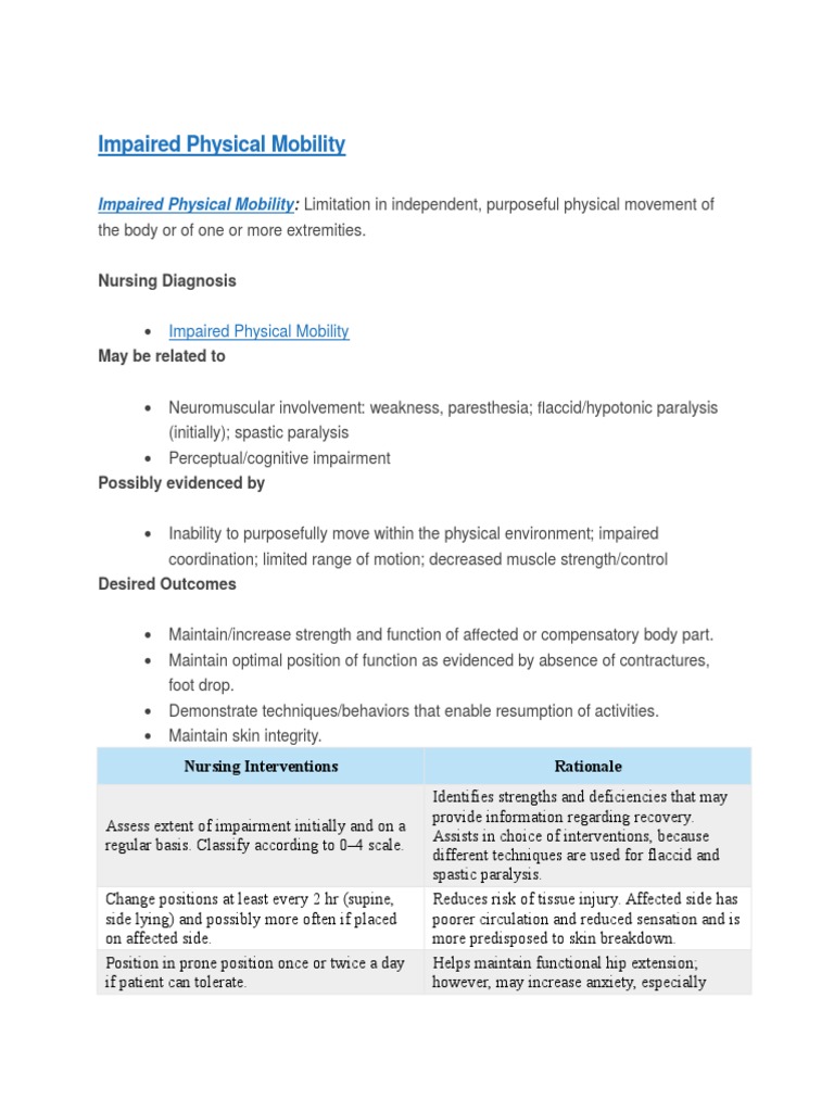 Impaired Physical Mobility | Anatomical Terms Of Motion ...