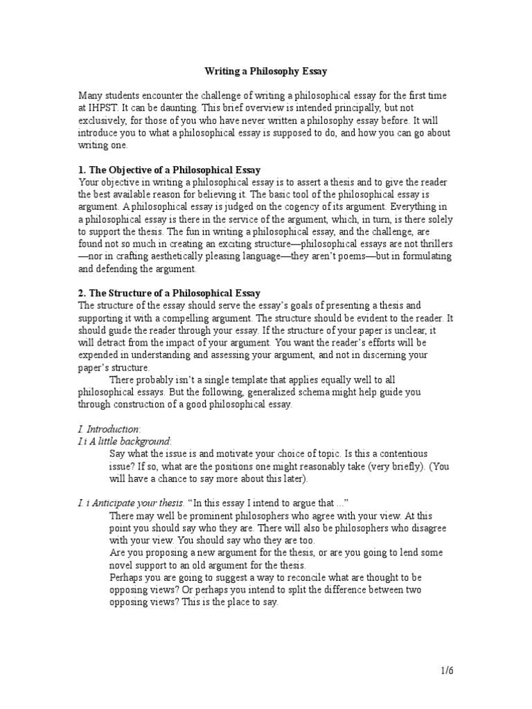 Writing A Philosophy Essay: I.I A Little Background | PDF | Argument ...