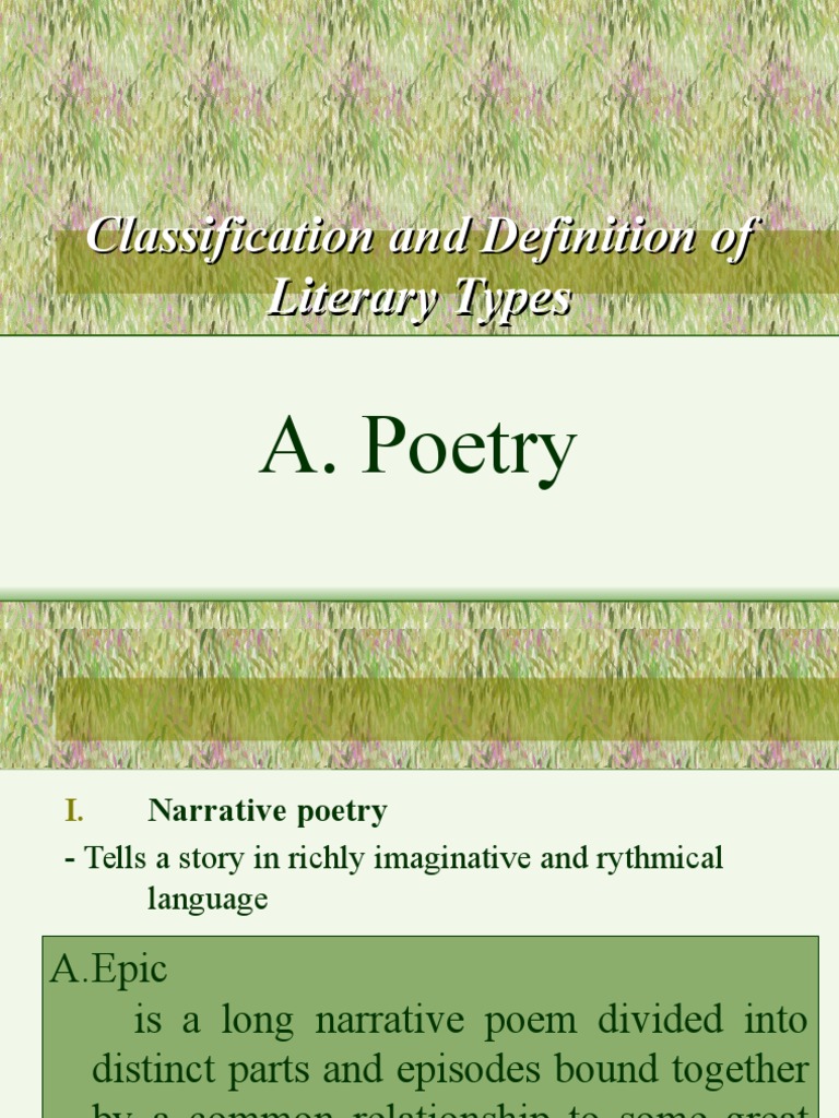 Classification and Definition of Literary Types | PDF | Lyric Poetry ...