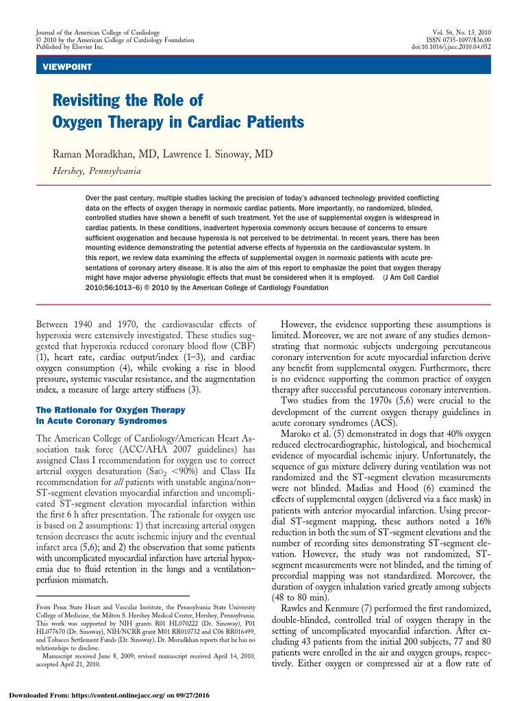 Revisiting The Role of Oxygen Therapy in Cardiac Patients: Raman ...