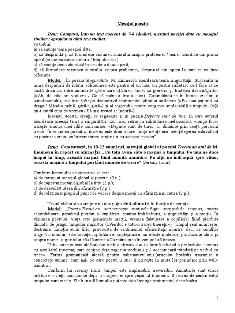 Mesajul Poeziei | PDF