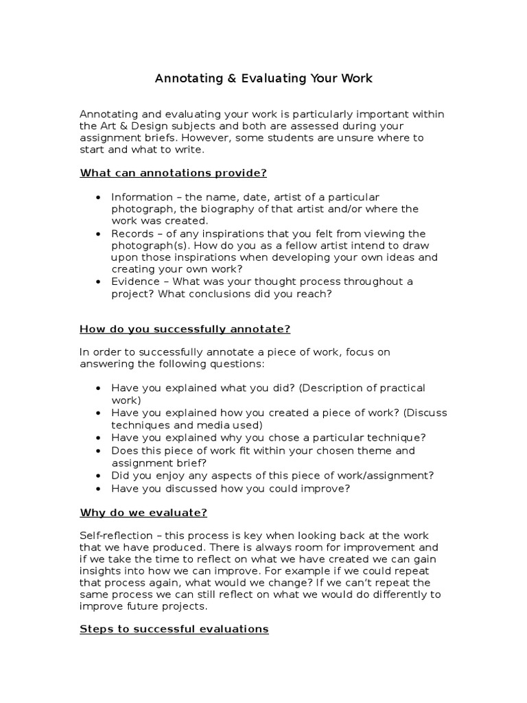Annotating and Evaluating Your Work | PDF