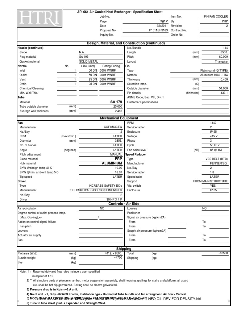 Design, Material, and Construction (Continued) : API 661 Air-Cooled ...
