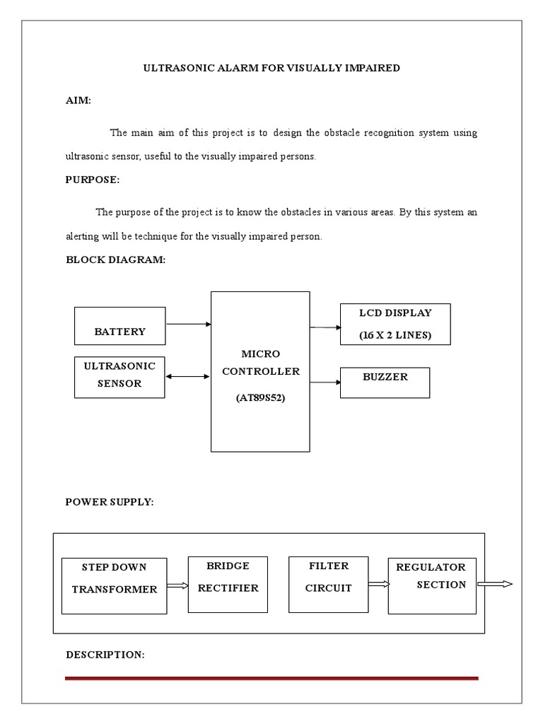 Ultrasonic Alarm For Visually Impaired | PDF