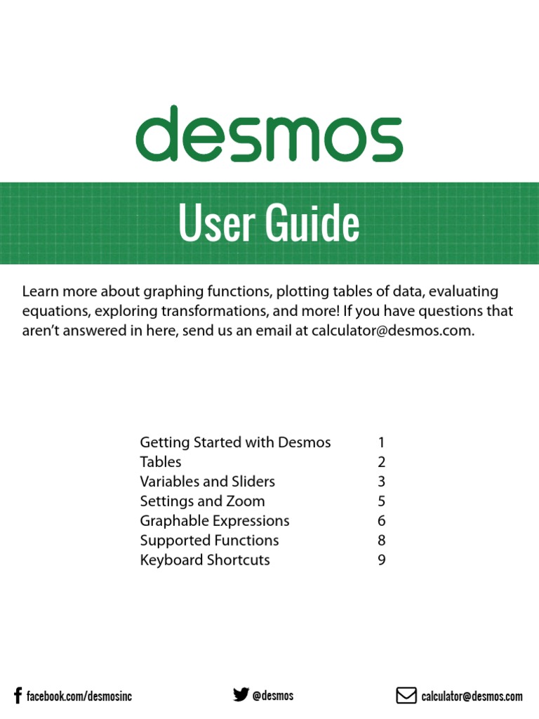 Desmos User Guide Overview | PDF | Trigonometric Functions | Inequality ...