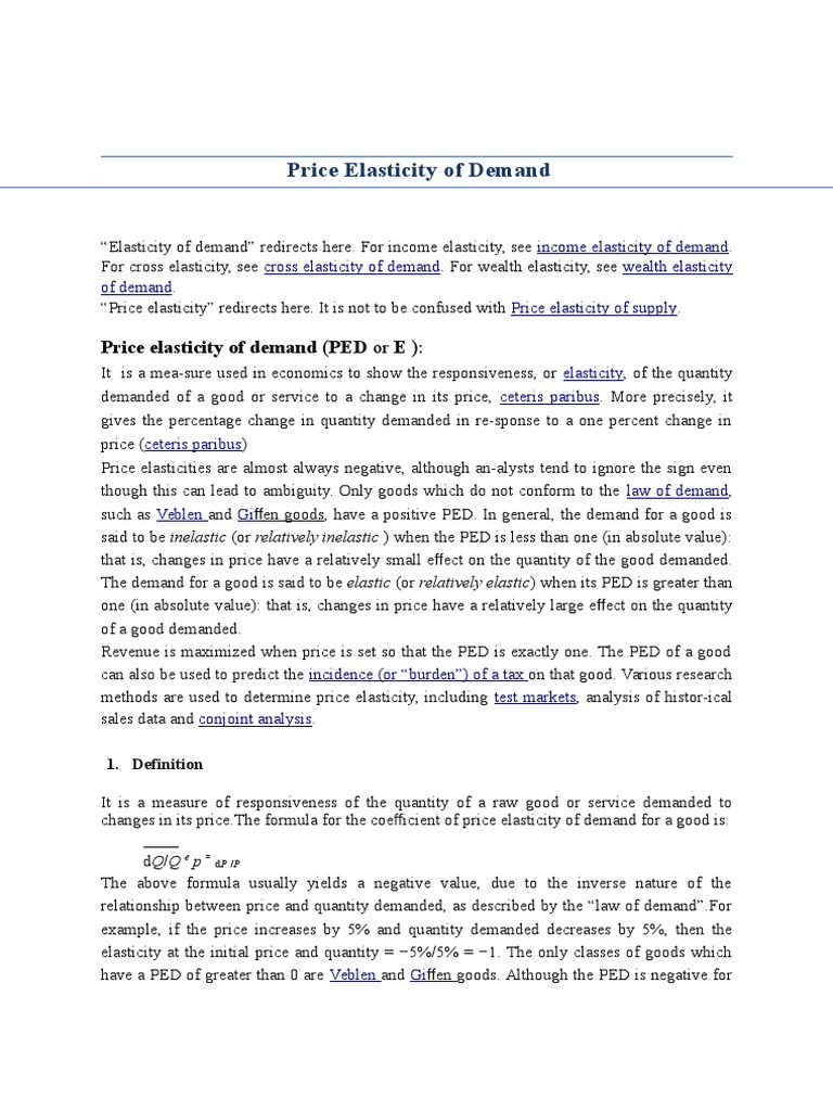 Price Elasticity of Demand | PDF | Price Elasticity Of Demand | Tax ...