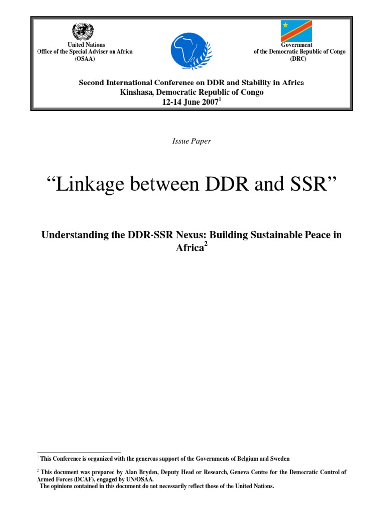 DDR Ssrpaper English | PDF | Peacebuilding | Governance