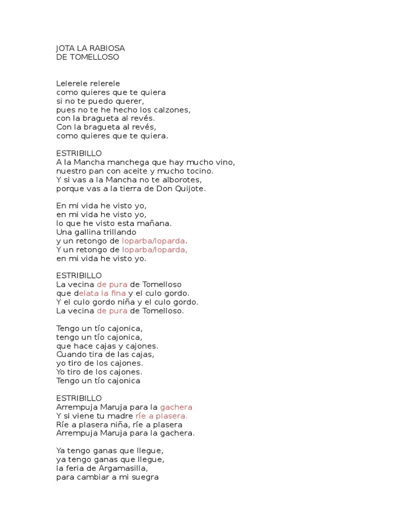 Jota La Rabiosa- Letra