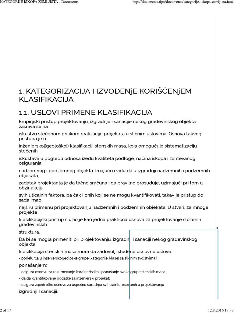 Kategorije Iskopa Zemljišta - Documents | PDF