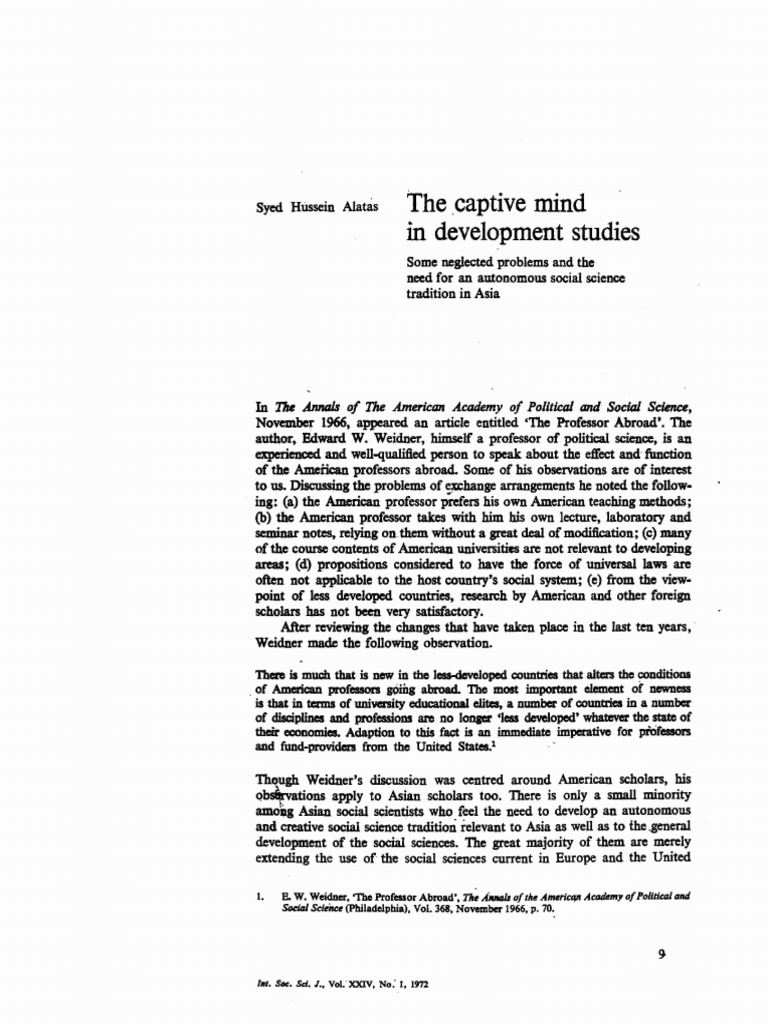 The Captive Mind in Development Studies PT 1 | PDF | Social Science ...
