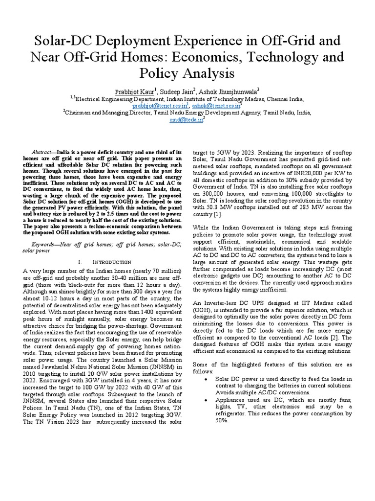 DC - DC Solar POwer IIT Madras | PDF | Photovoltaics | Photovoltaic System