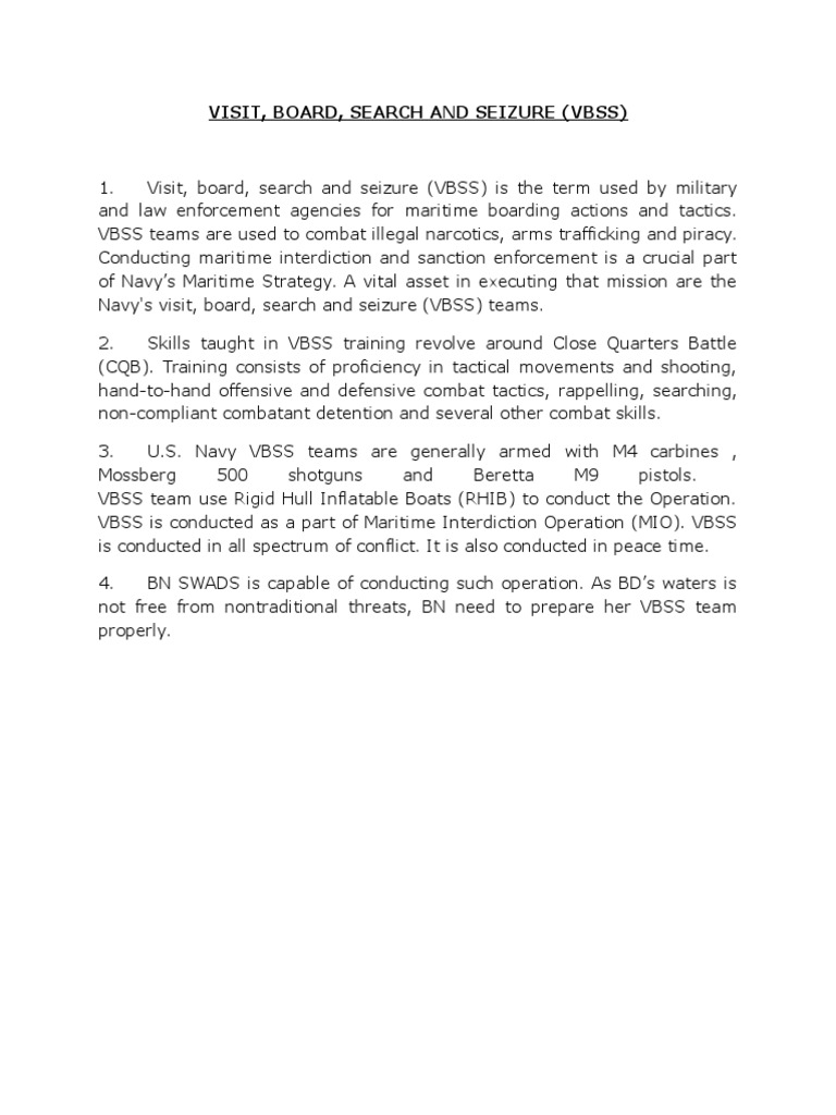 Visit, Board, Search and Seizure (VBSS) | PDF