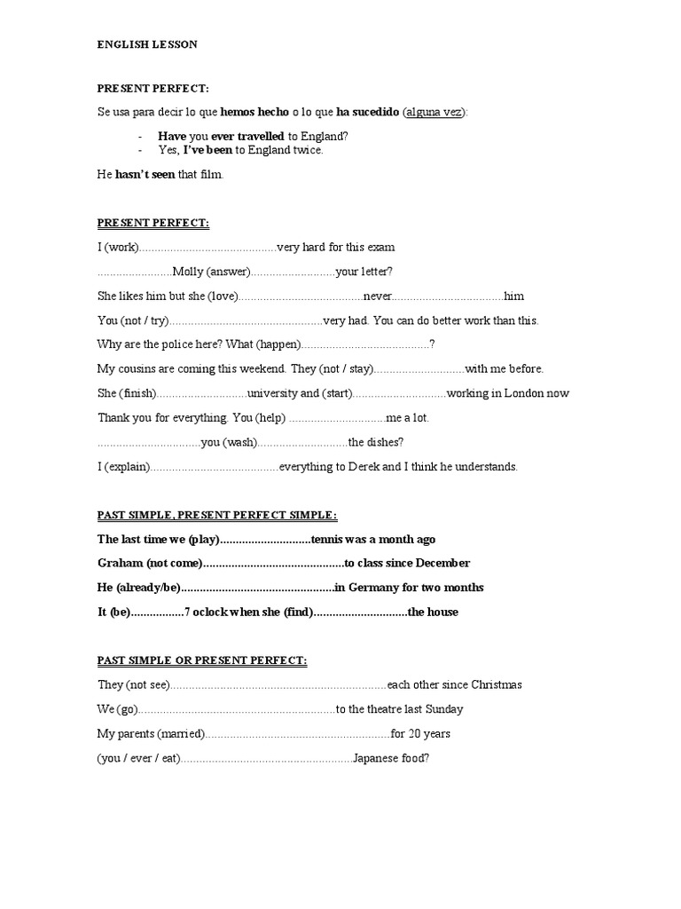 Present Perfect and Past Simple | PDF