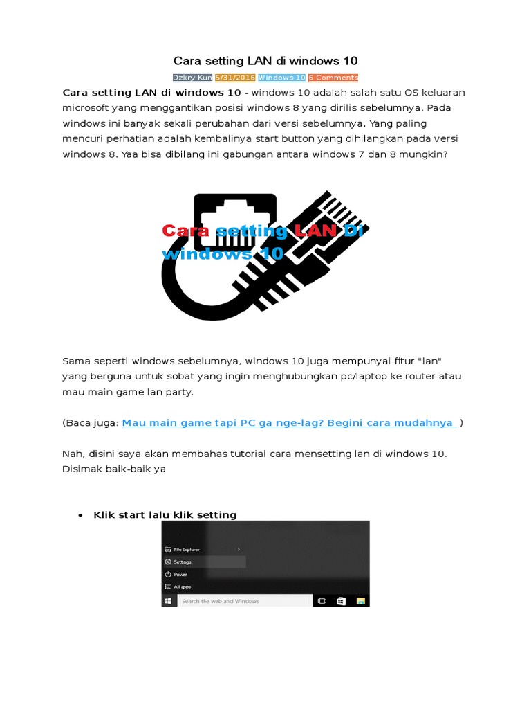Cara Setting LAN Di Windows 10 | PDF