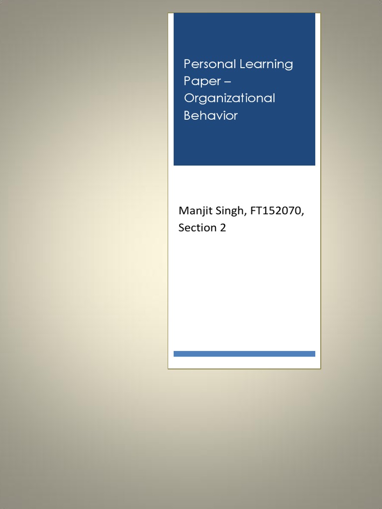 Original - 1404405373 - Personal Learning Paper | PDF | Behavior ...