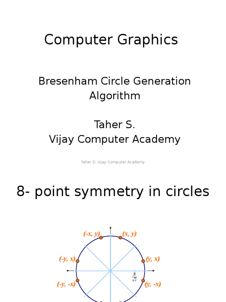 Computer Graphics: Bresenham Circle Generation Algorithm Taher S. Vijay ...