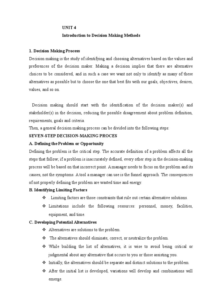 Decision Making Methods Explained | PDF | Decision Making | Cognition