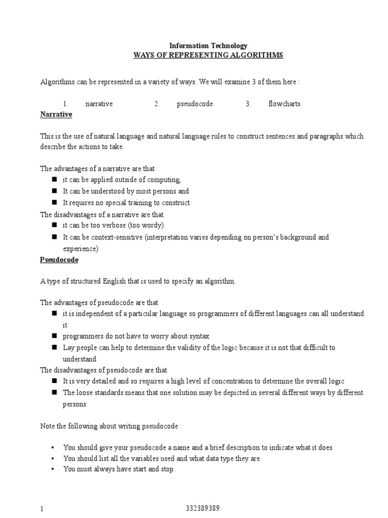 Representing Algorithms: A Comparison of Narrative, Pseudocode, and ... Representing Algorithms: A Comparison of Narrative, Pseudocode, and ...