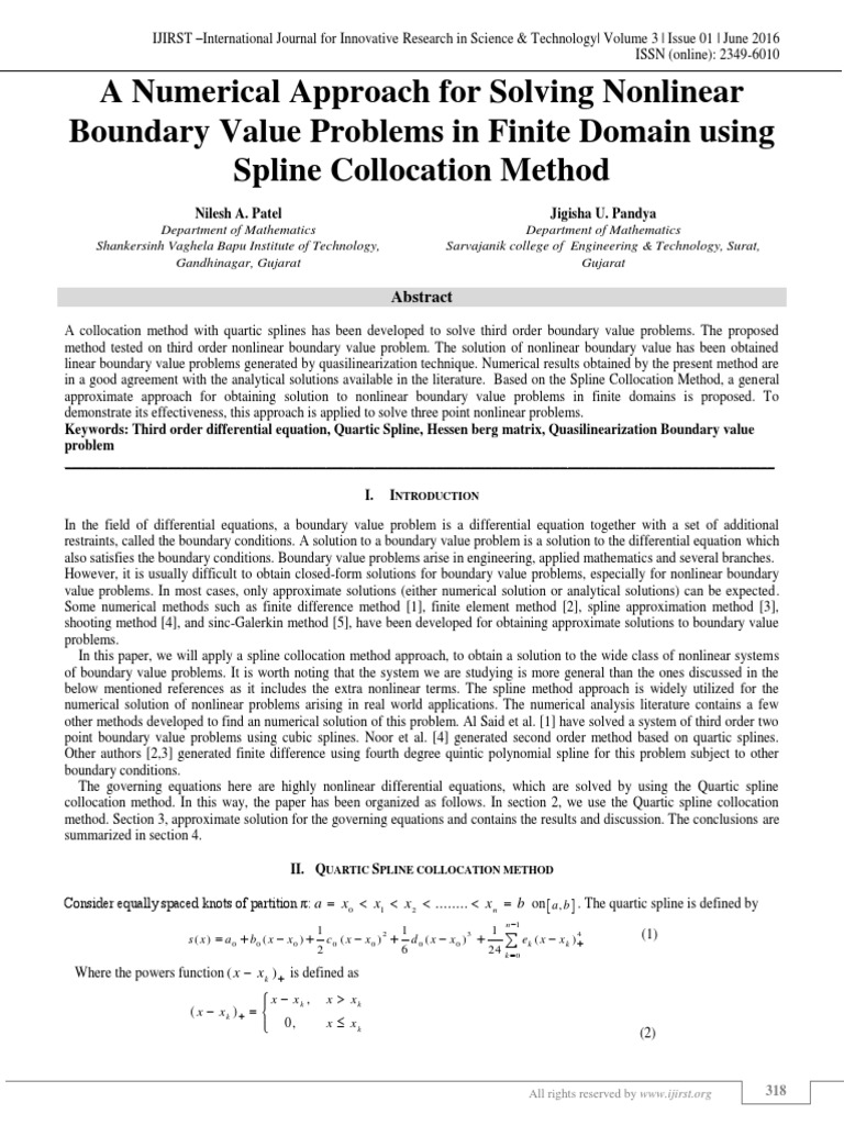 A Numerical Approach For Solving Nonlinear Boundary Value Problems In Finite Domain Using Spline