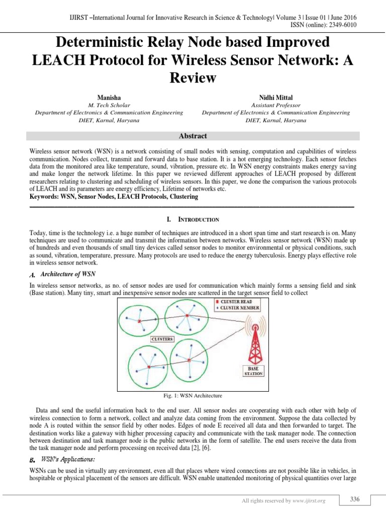 Deterministic Relay Node Based Improved Leach Protocol For Wireless Sensor Network | PDF ...