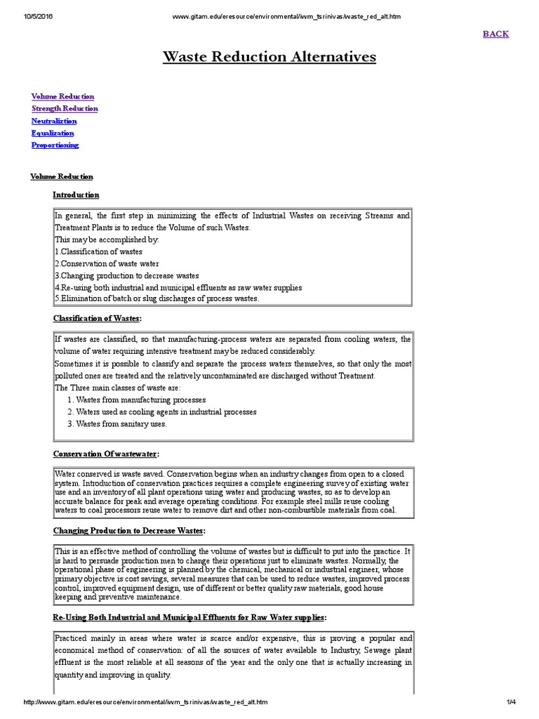 Industrial Waste Volume Reduction Strategies | PDF | Sewage Treatment ...
