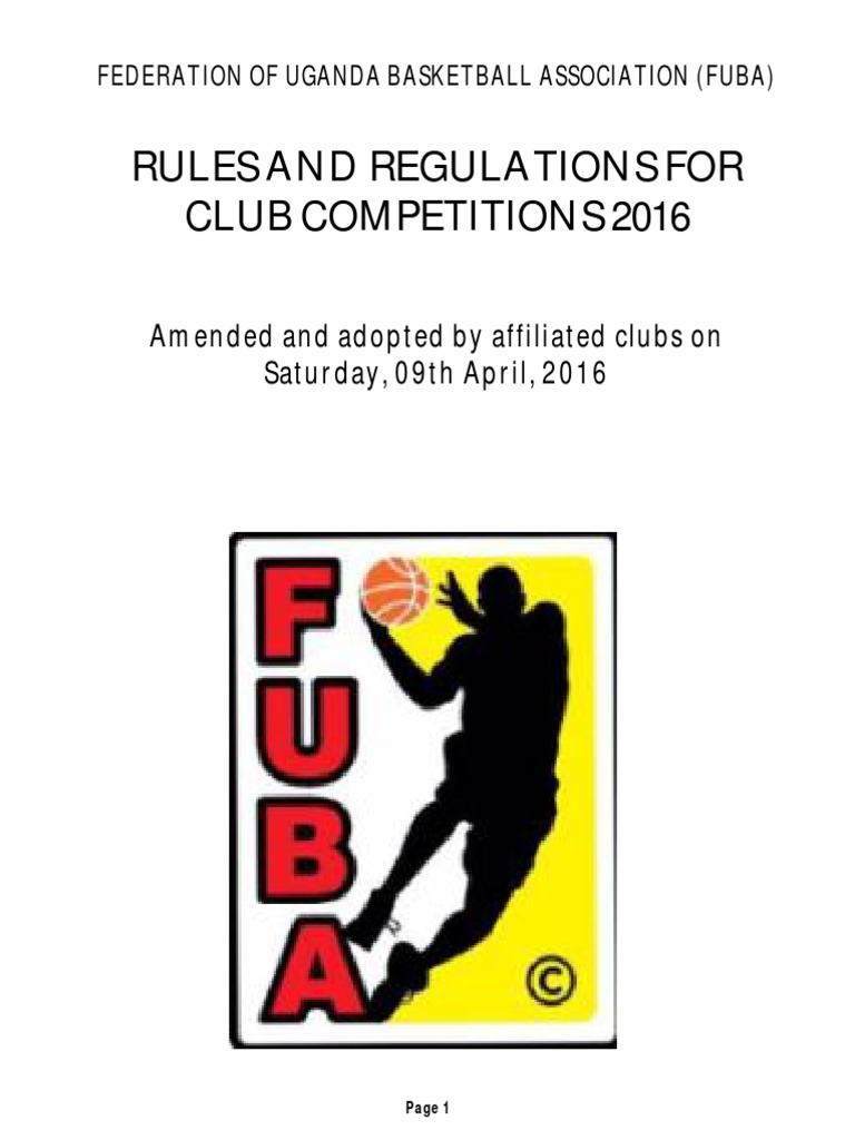 FUBA 2016 Club Competition Rules | PDF | Referee | Sports