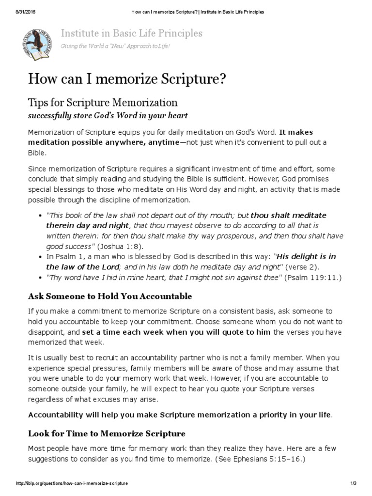 How Can I Memorize Scripture | PDF | Thou | Meditation