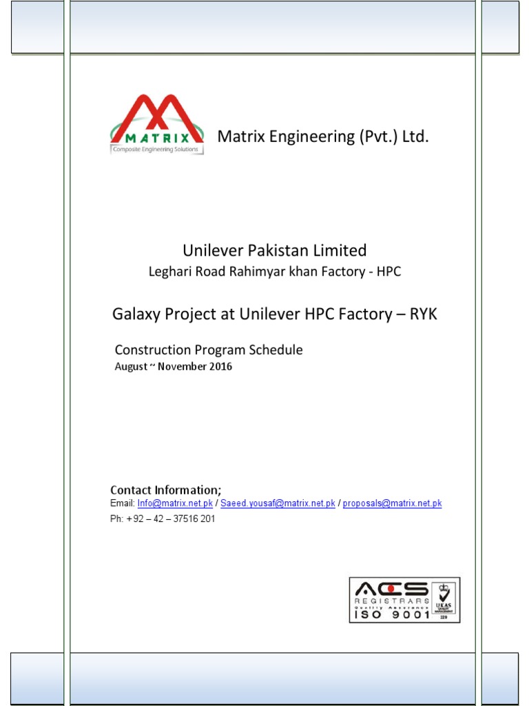 Matrix Engineering (PVT.) LTD.: Leghari Road Rahimyar Khan Factory - HPC | PDF | Nature