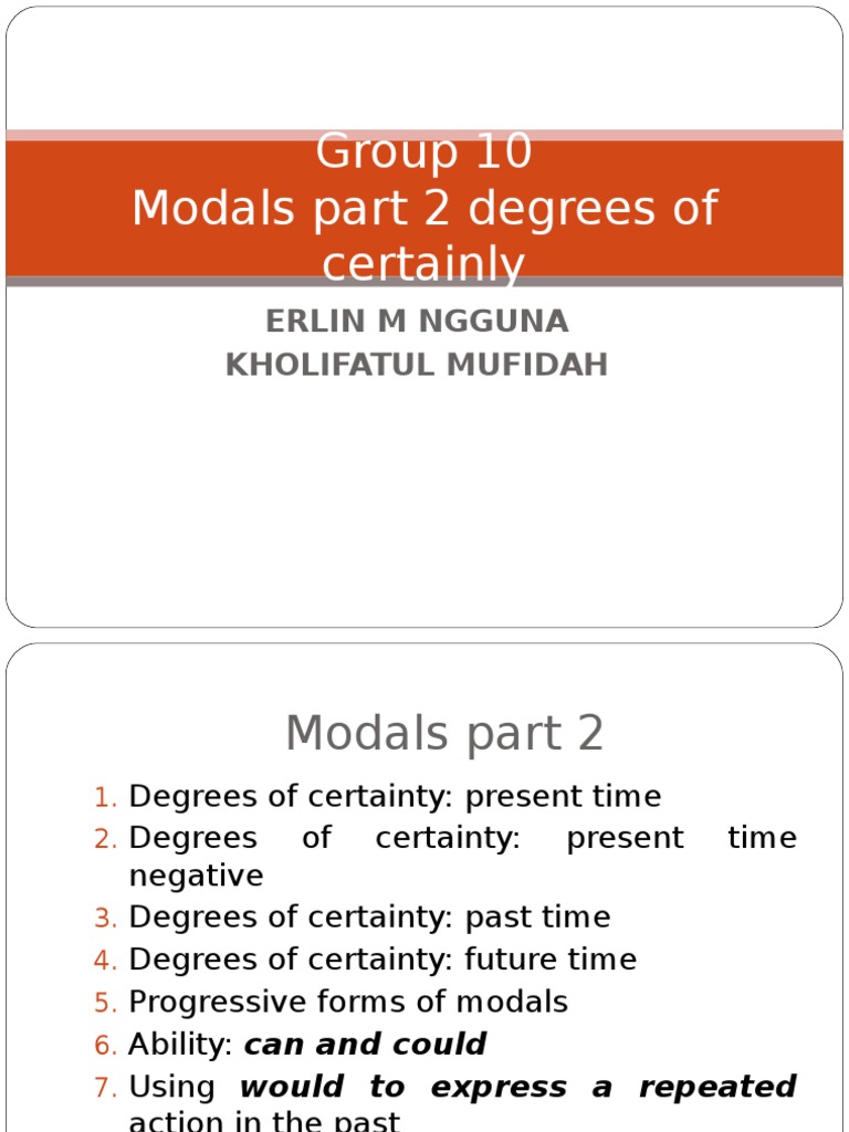 Modals Part 2 Degrees of Certainly | PDF