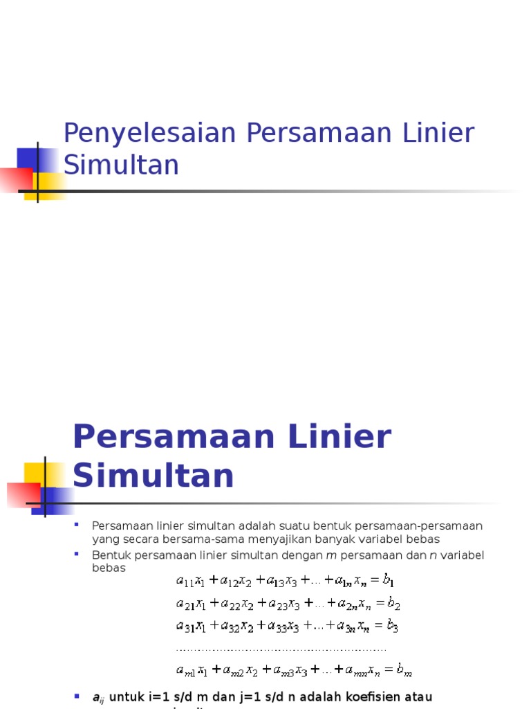 Penyelesaian Persamaan Linier Simultan | PDF