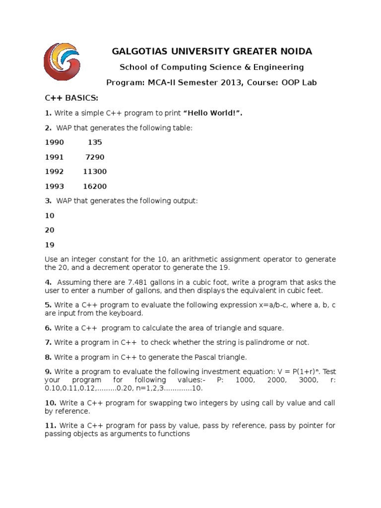 Oop Lab Pdf Parameter Computer Programming Subroutine